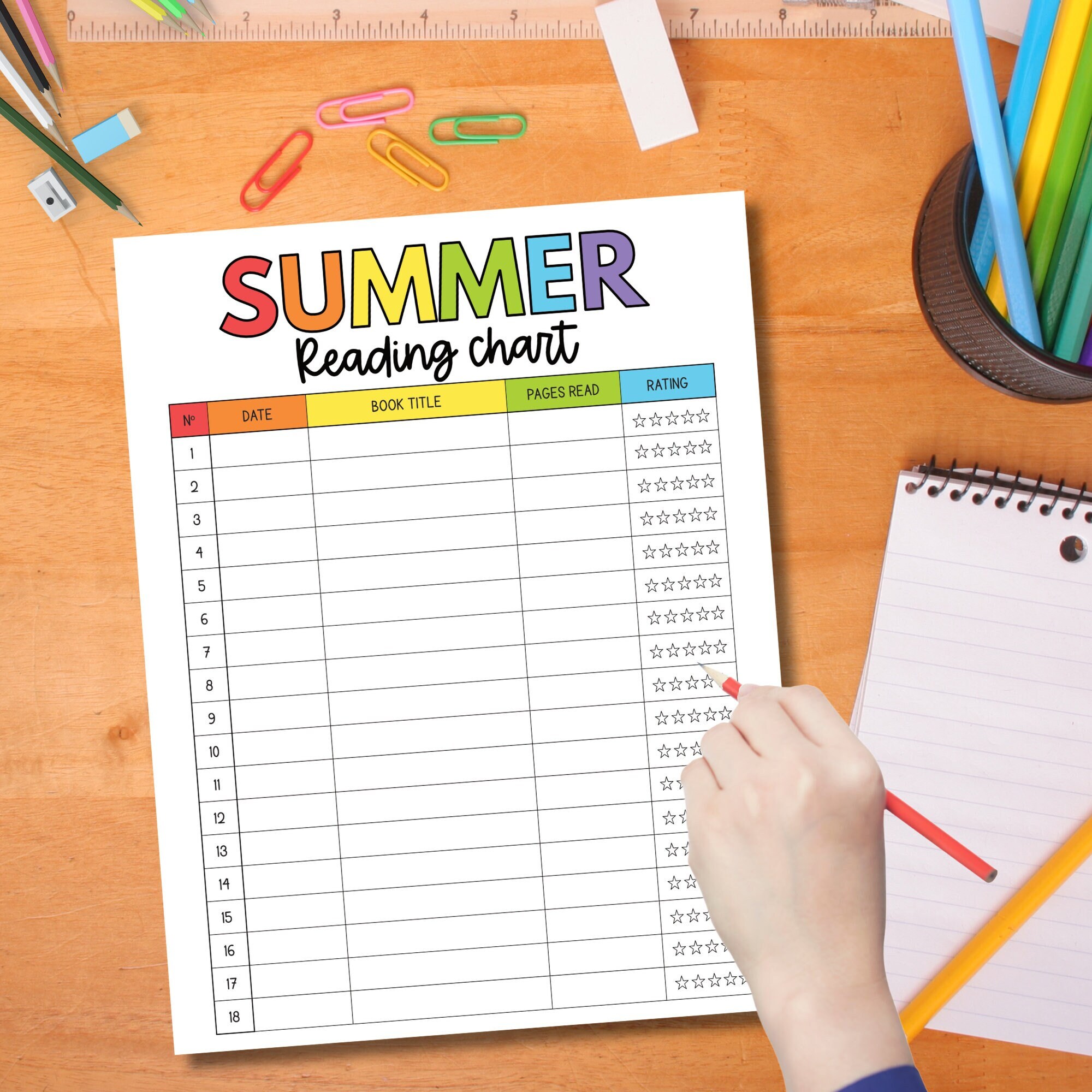 Summer Reading Chart for Kids: Printable Tracker Challenge (PDF ...