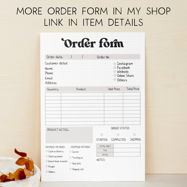Printable Order Book: Small Business Sales Tracker (PDF) - Etsy