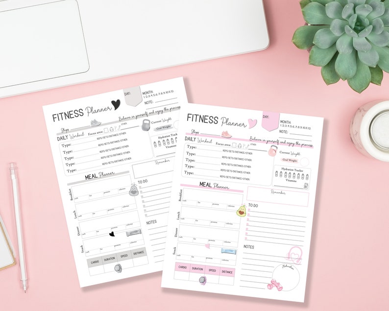 Printable Fitness Daily Goal Planner, Workout Exercises Log, Health ...