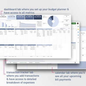 Monthly Budget Spreadsheet for Google Sheets | Income, Expense, Bills ...