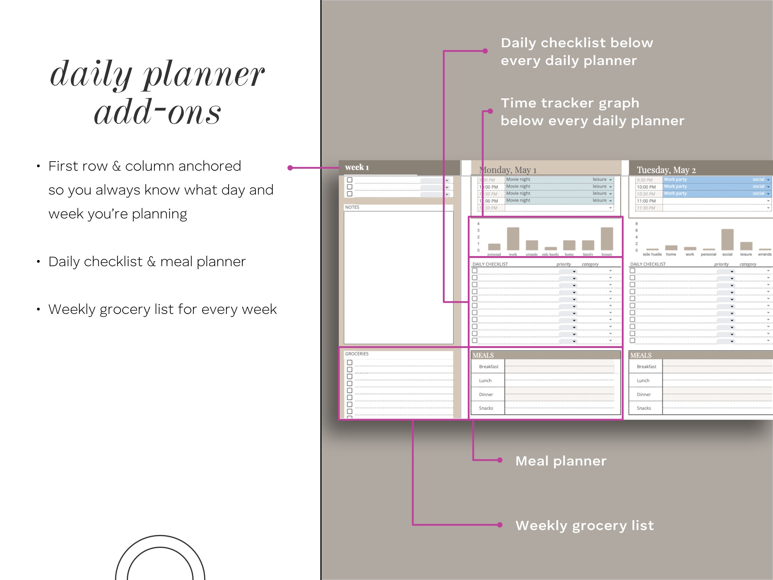 Spreadsheet Planner for Google Sheets & Excel: Life Planner | Time ...