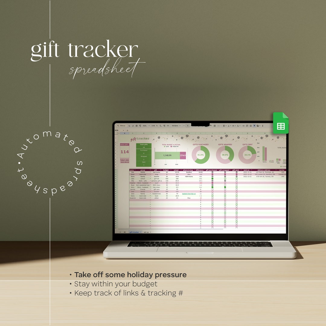 Christmas Gift Tracker Google Sheets | Holiday Gift Tracker Spreadsheet ...