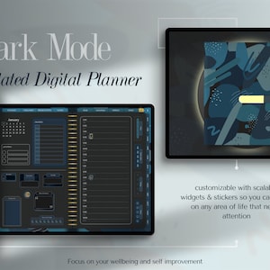 Dark Mode Digital Planner for iPad (goodnotes): Undated, Two Page ...