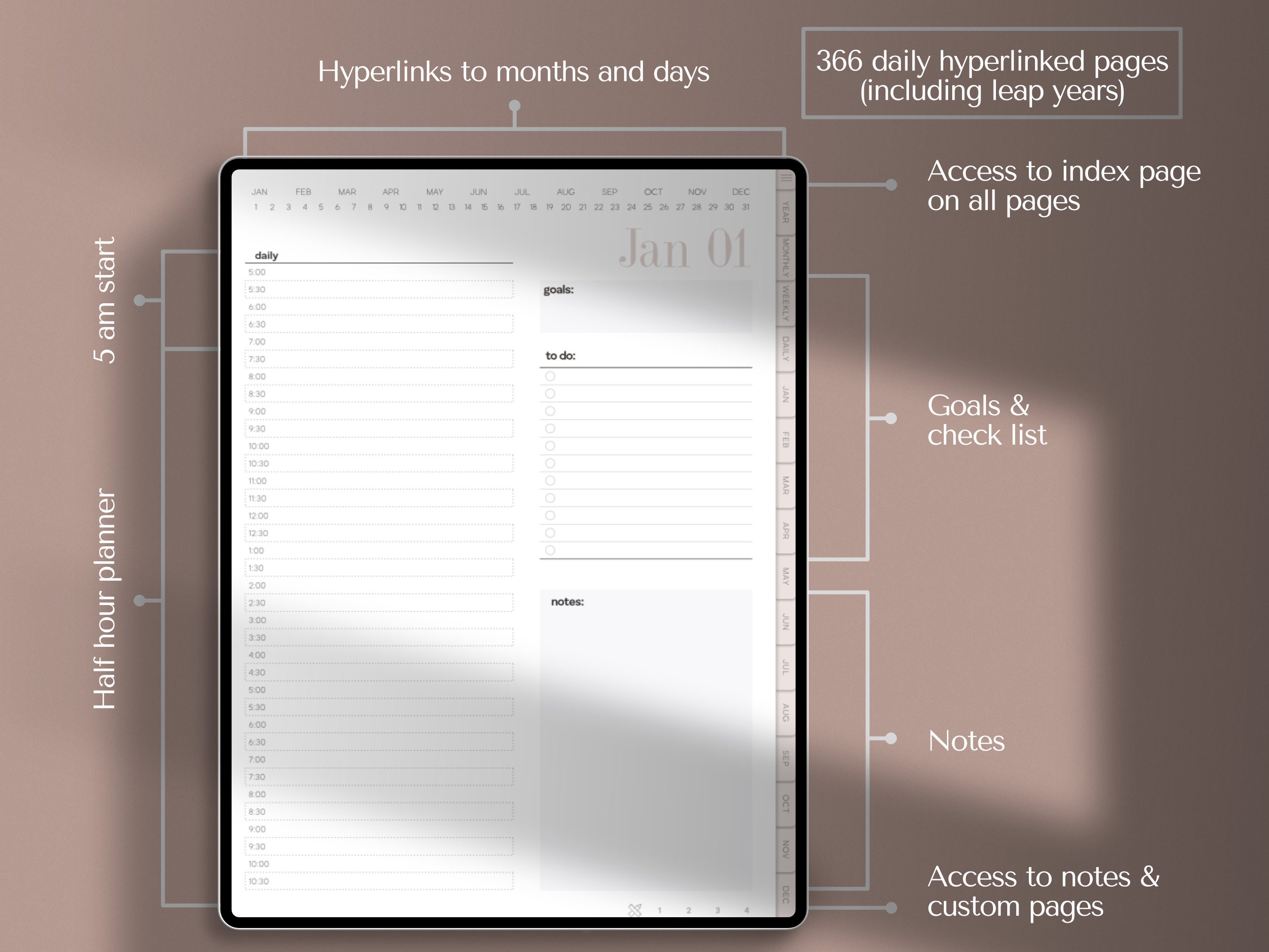 Simple Undated Digital Planner: Landscape or Portrait for iPad ...