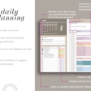 Digital Planner Spreadsheet for Google Sheets, to Do List, Monthly ...