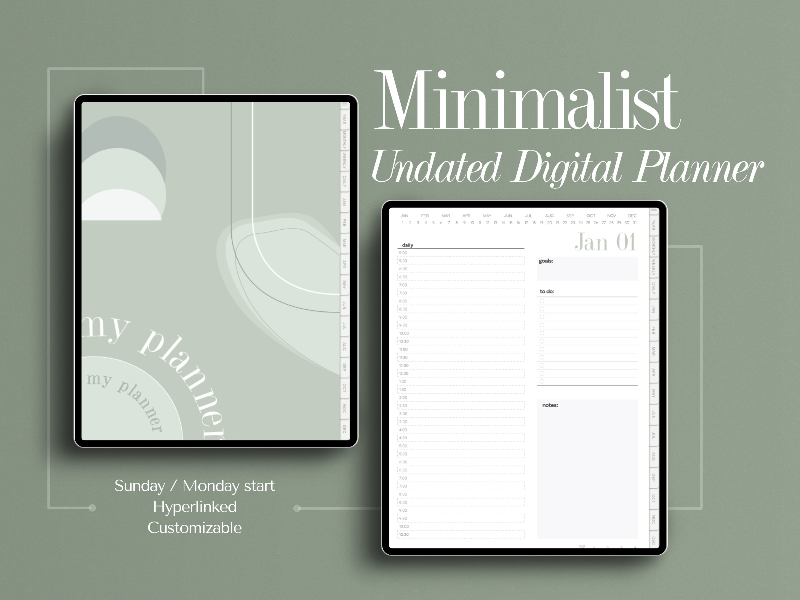 Simple Undated Digital Planner Minimalist Life Planner - Etsy