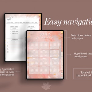 Pink Boho Undated Digital Planner for Goodnotes and Ipad: Monthly ...