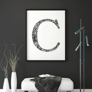 Printable Wall Art, Monogram C, Letter Poster, Office Decor, Kids Wall ...