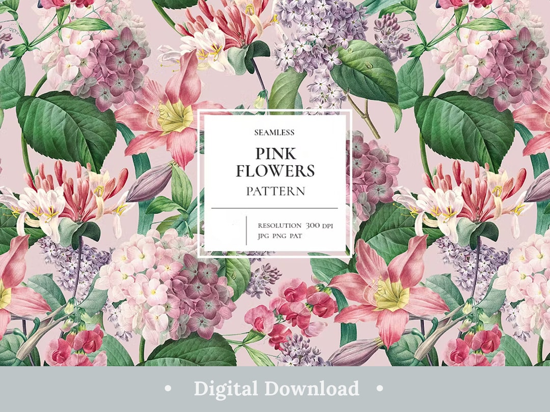 Floral Digital Paper Pastel Garden Pink Purple Flowers Scrapbook Papers ...