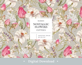 Floral Digital Paper Pastel Garden Summer Flowers Scrapbook Papers ...
