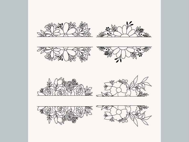 Floral Frame Svg File Line Art Flower Wedding 18 Laser Cut - Etsy