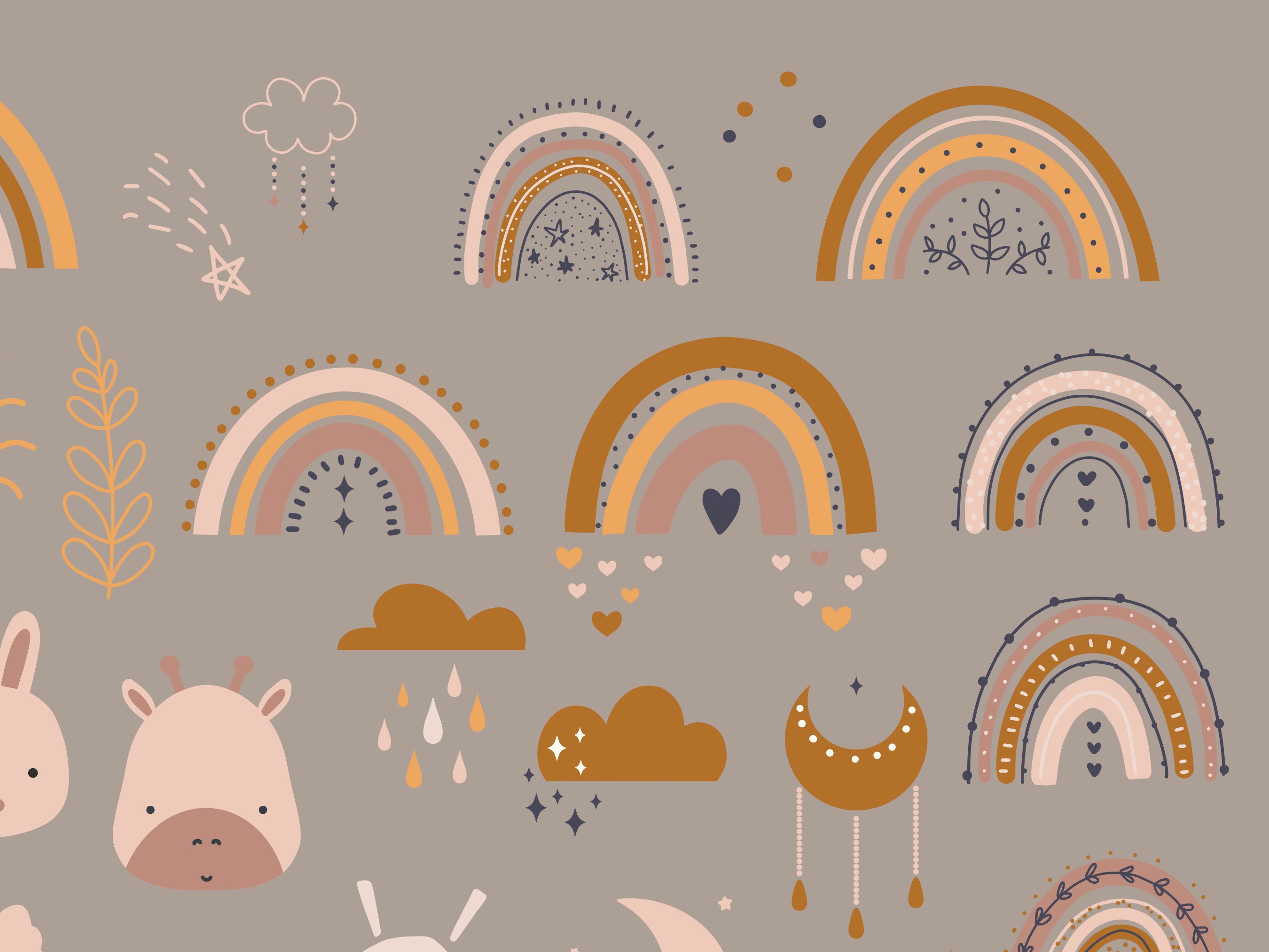 Boho Forest Animal Png Clipart for Kids Baby Fall Nursery Decor Cute ...