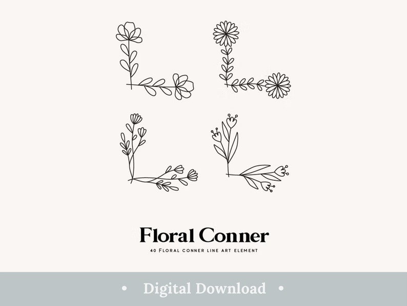 Floral Corner Svg File Line Art Flower Wedding 40 Laser Cut Designs ...