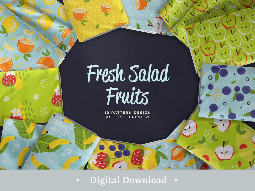 Fruits Digital Paper Cute Scrapbook Papers Colorful Seamless Pattern ...
