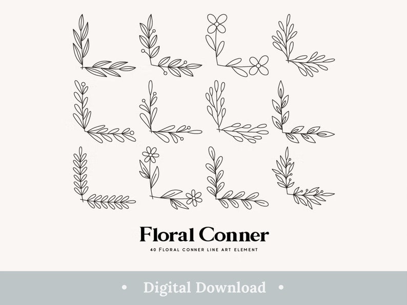 Floral Corner Svg File Line Art Flower Wedding 40 Laser Cut Designs ...