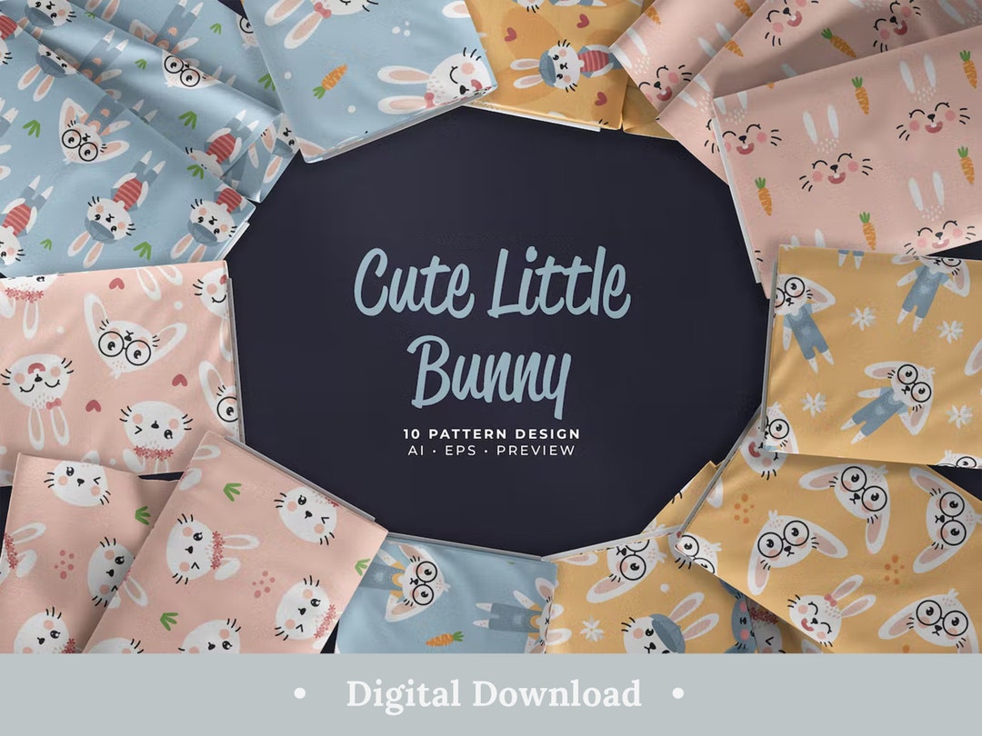 Colorful Digital Paper Cute Back to School Bunny Scrapbook Papers ...