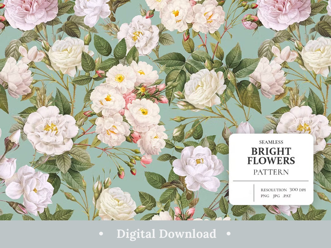 Floral Digital Paper Pastel Garden Flowers Scrapbook Papers Colorful ...