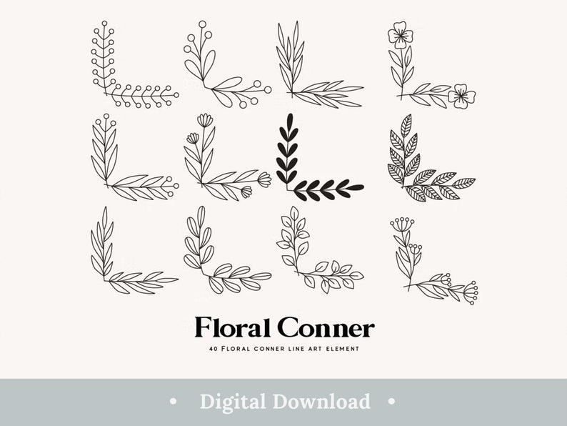 Floral Corner Svg File Line Art Flower Wedding 40 Laser Cut Designs ...