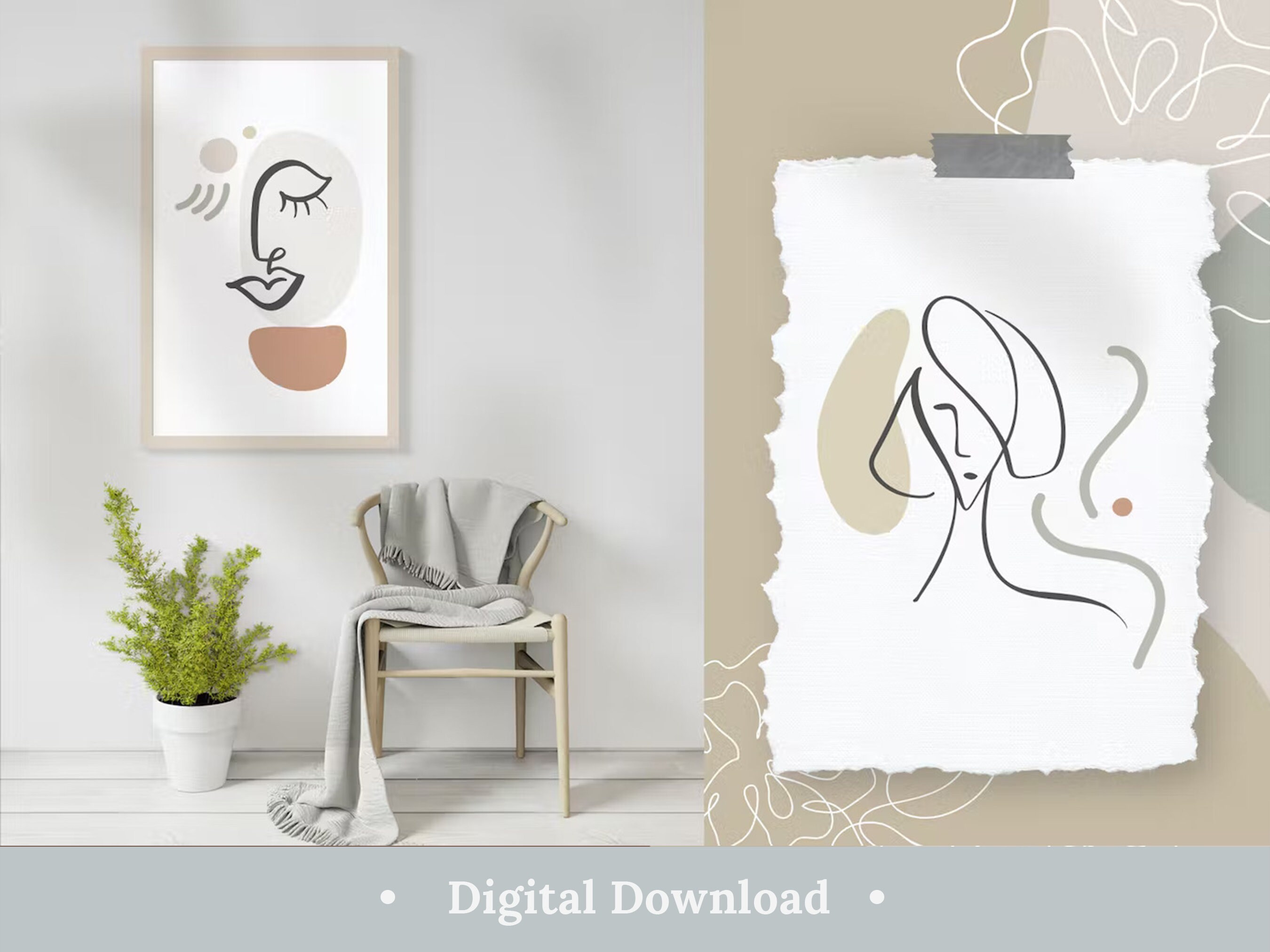 Line Art Faces Svg Bundle Abstract Face Laser Cut Designs Cricut File ...