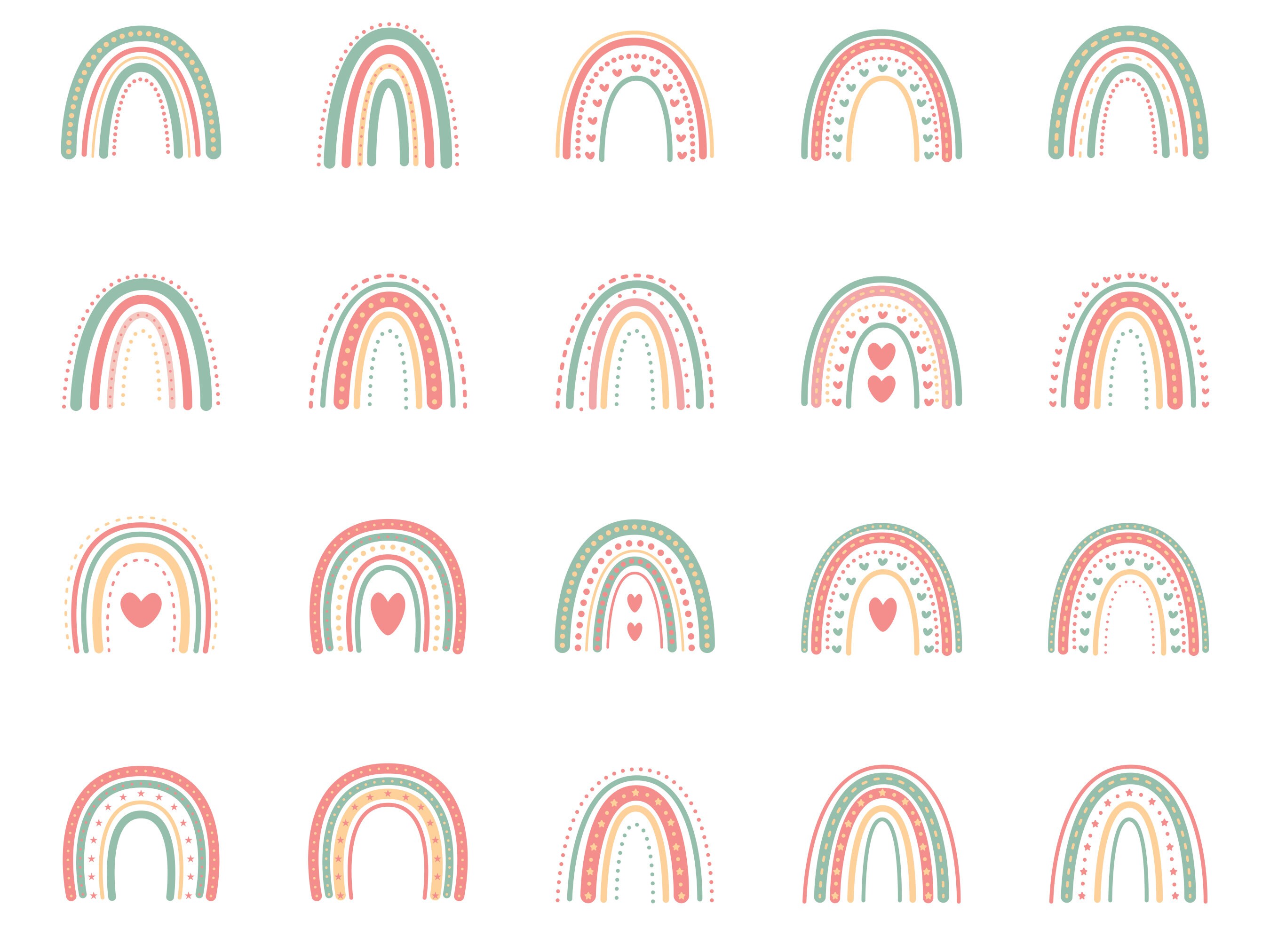 Pink Boho Rainbow Png Clipart Pastel 50 Cute Rainbows Colorful Design ...