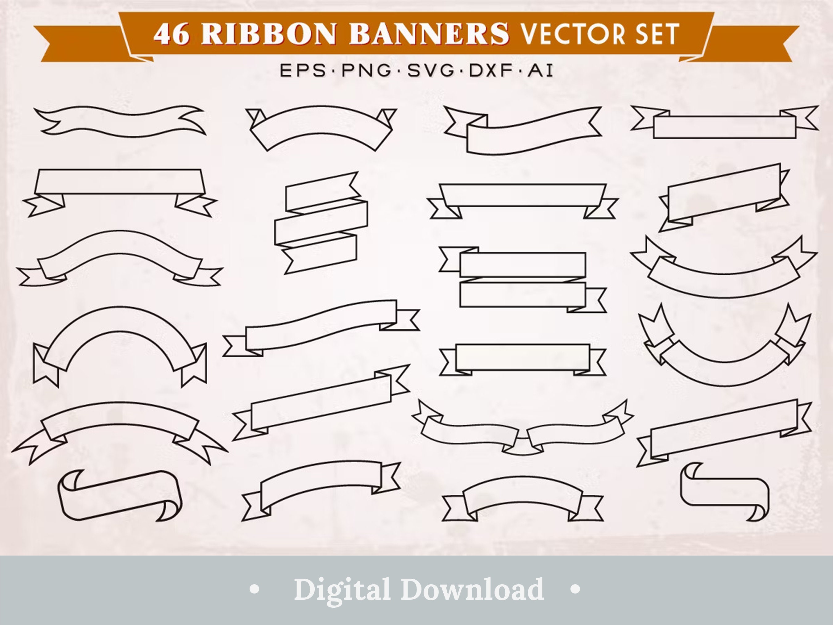 Banner Svg Ribbon Bundle 46 Laser Cut Designs Cricut File Digital ...