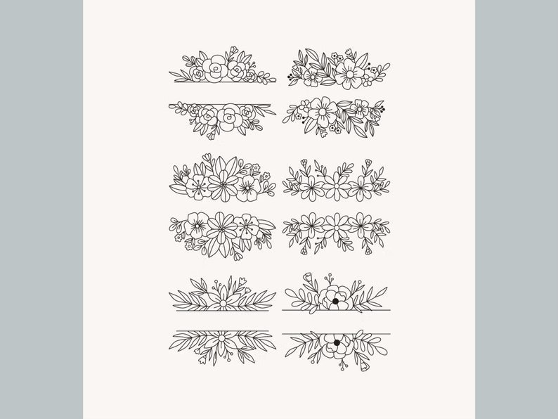 Floral Frame Svg File Line Art Flower Wedding 30 Laser Cut Designs ...