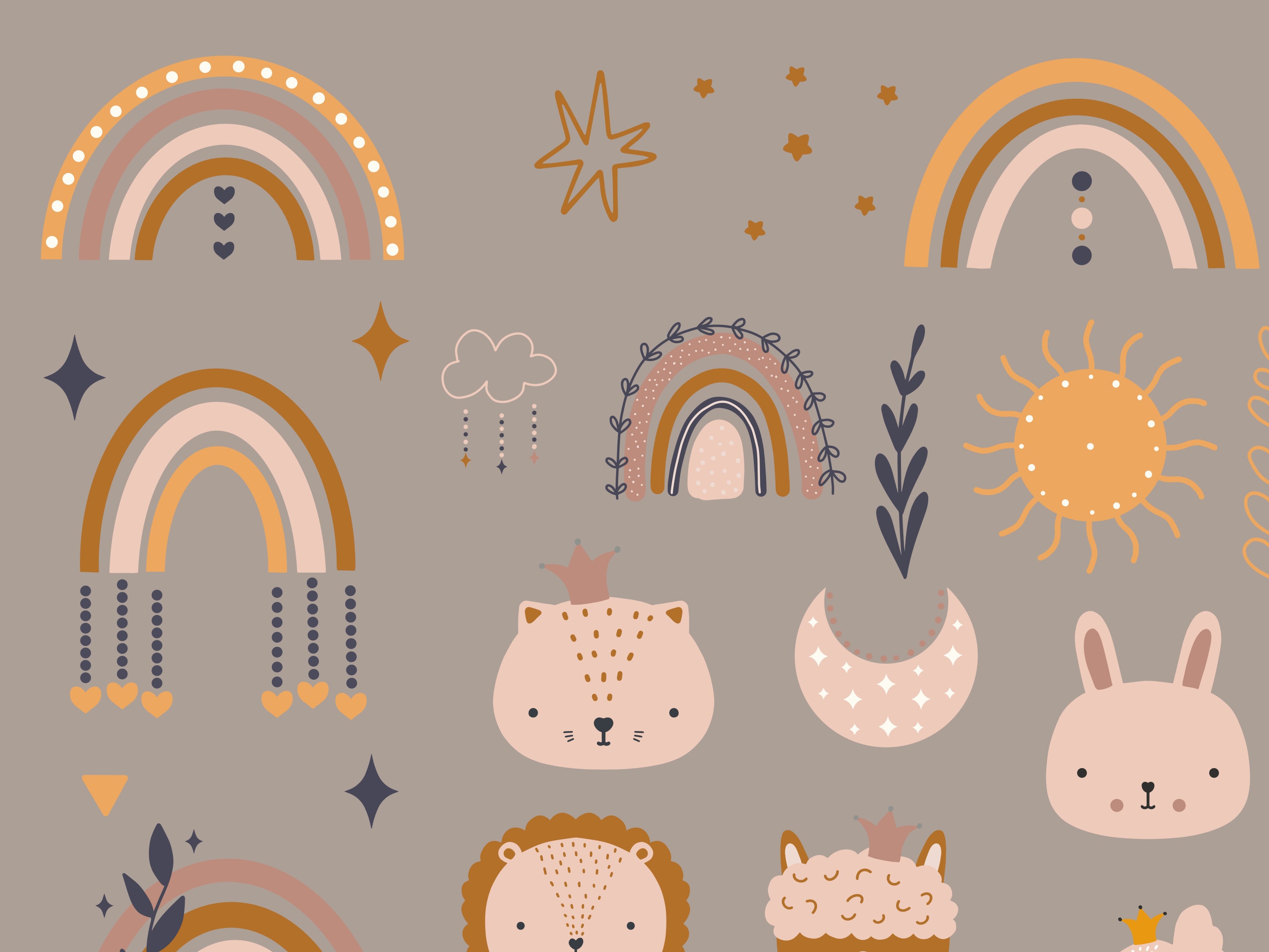 Boho Forest Animal Png Clipart for Kids Baby Fall Nursery Decor Cute ...