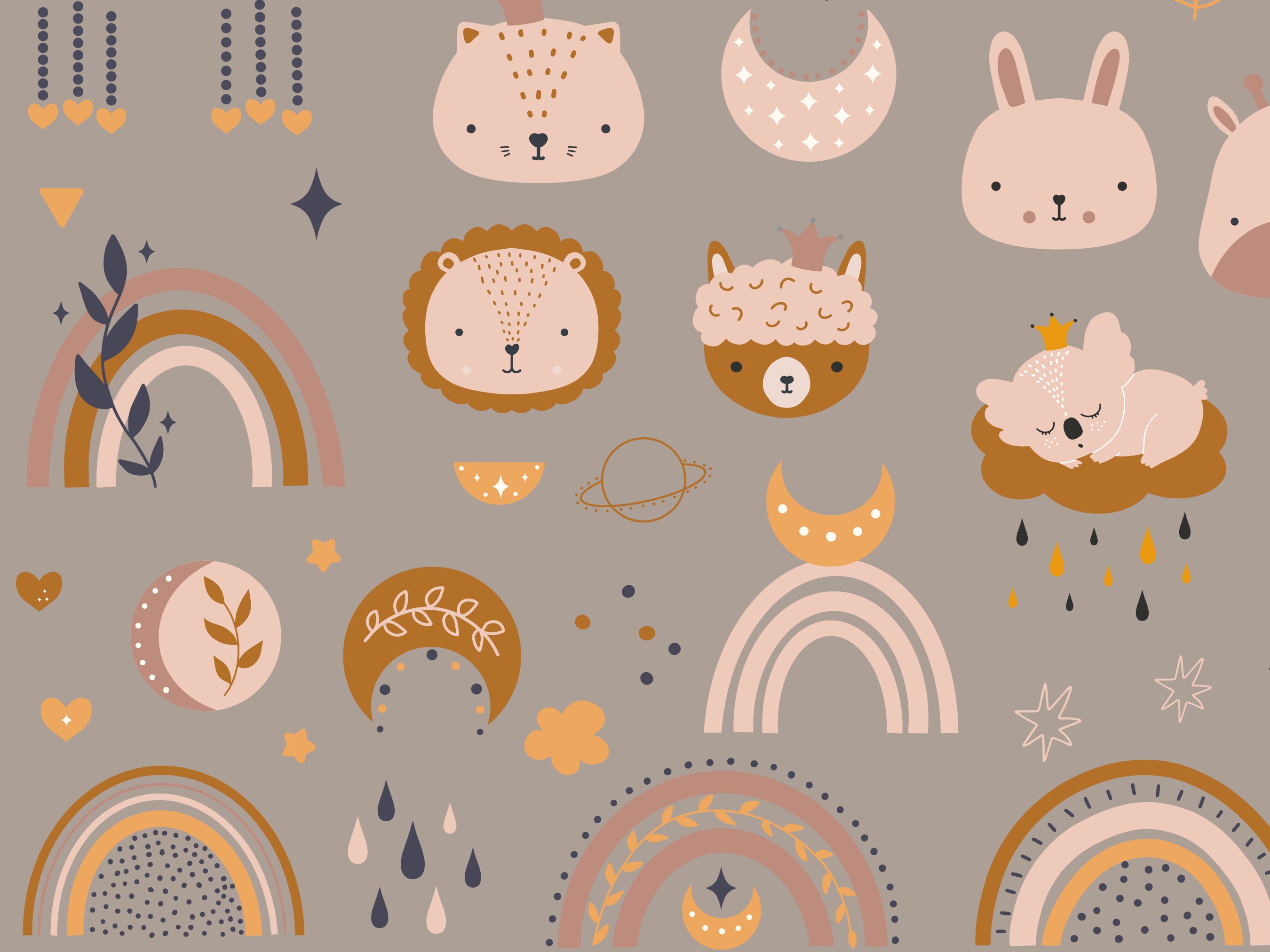 Boho Forest Animal Png Clipart for Kids Baby Fall Nursery Decor Cute ...