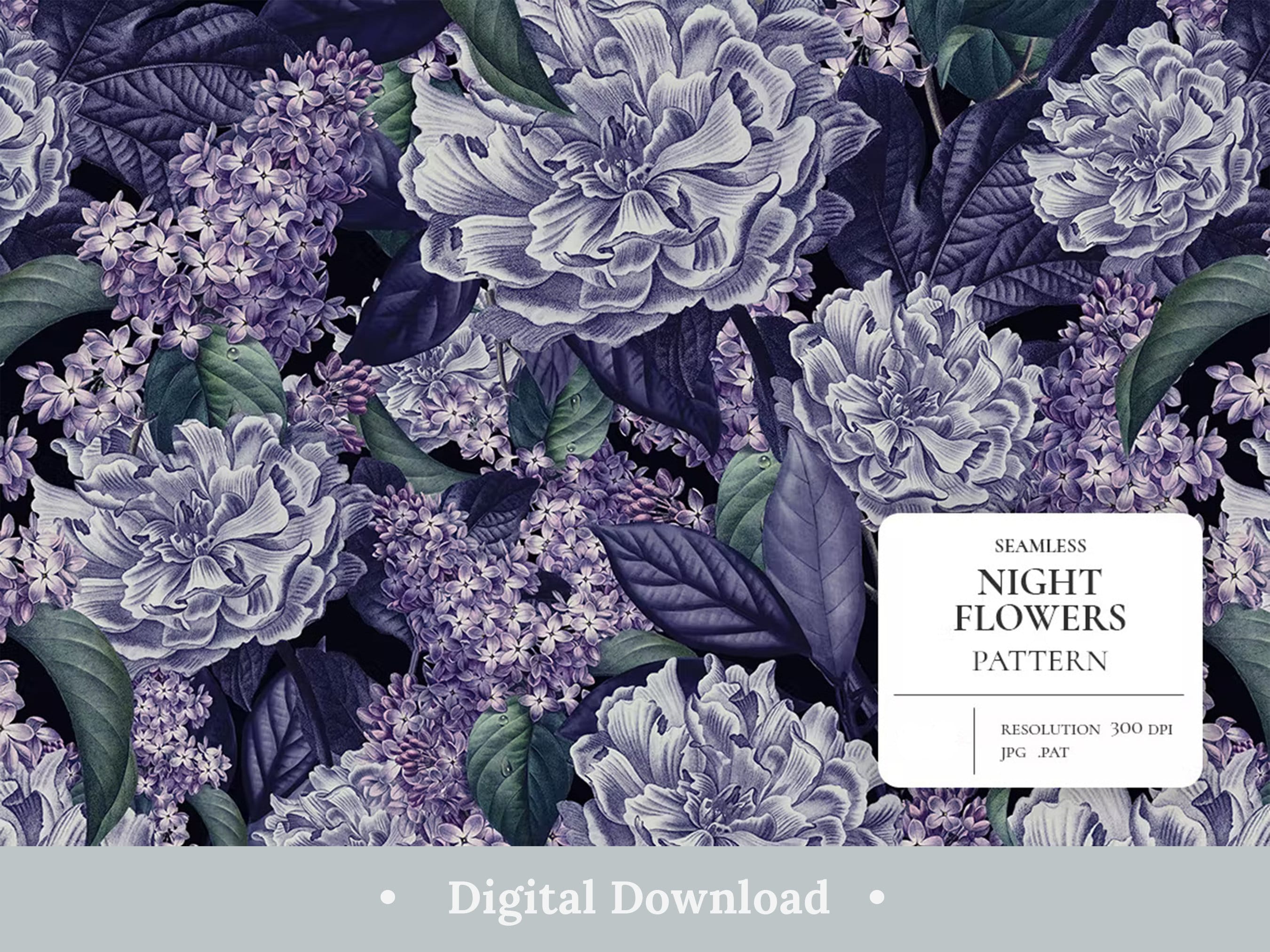 Floral Digital Paper Pastel Garden Purple Flowers Scrapbook Papers ...