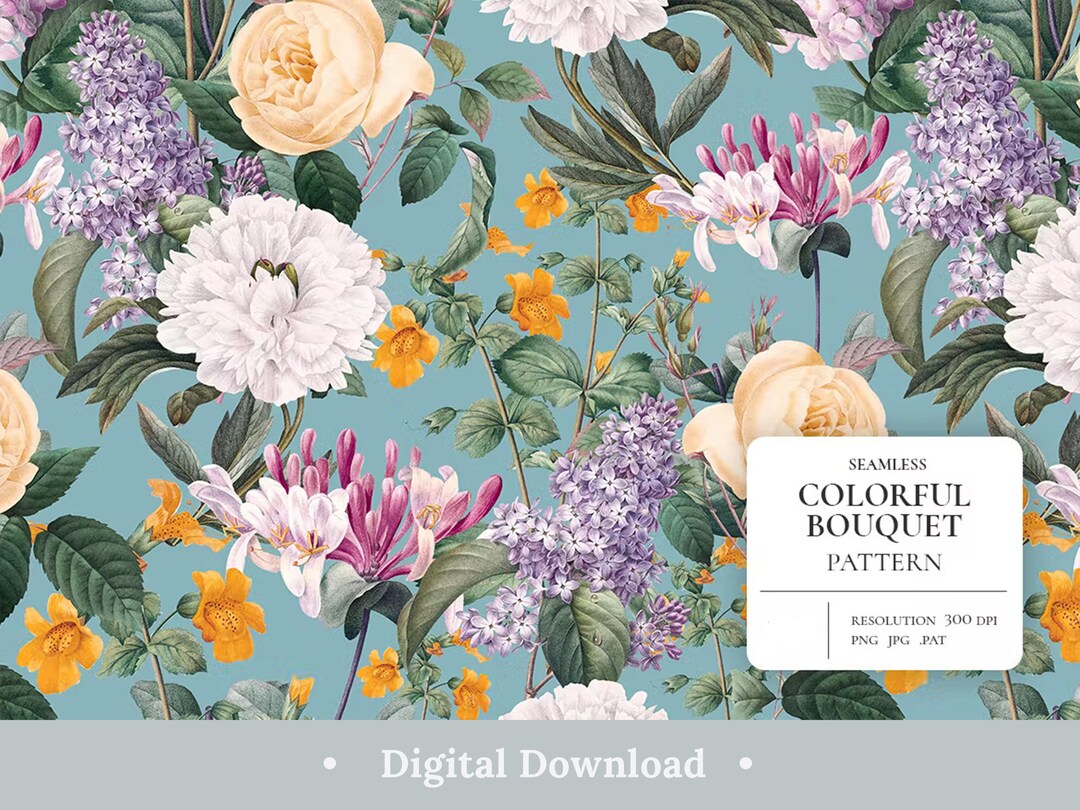 Floral Digital Paper Pastel Garden Flowers Scrapbook Papers Vibrant ...