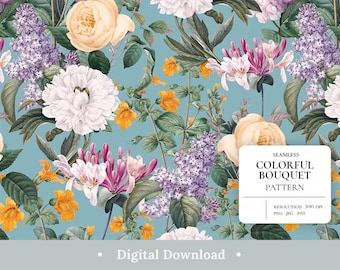 Floral Digital Paper Pastel Garden Summer Flowers Scrapbook Papers ...