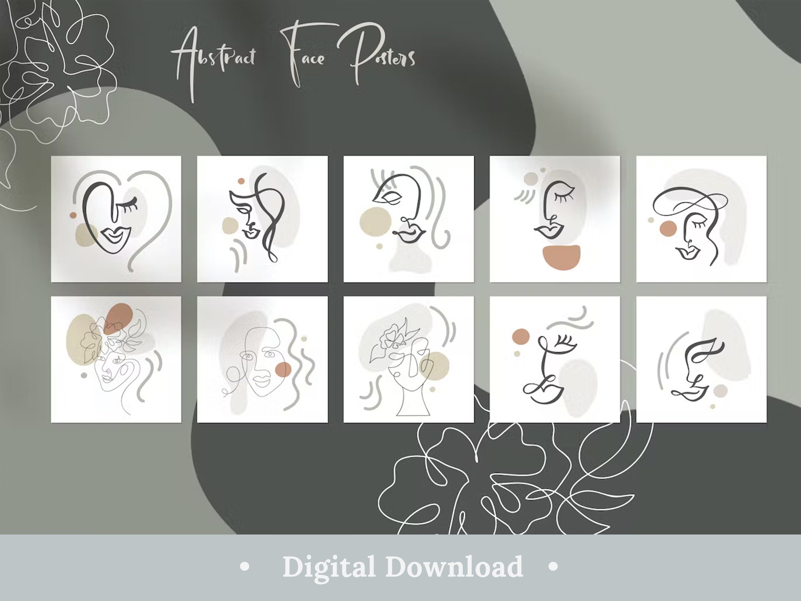 Line Art Faces Svg Bundle Abstract Face Laser Cut Designs Cricut File ...