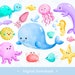 Watercolor Sea Animal Clipart Png for Kids Baby Nursery Decor Cute ...