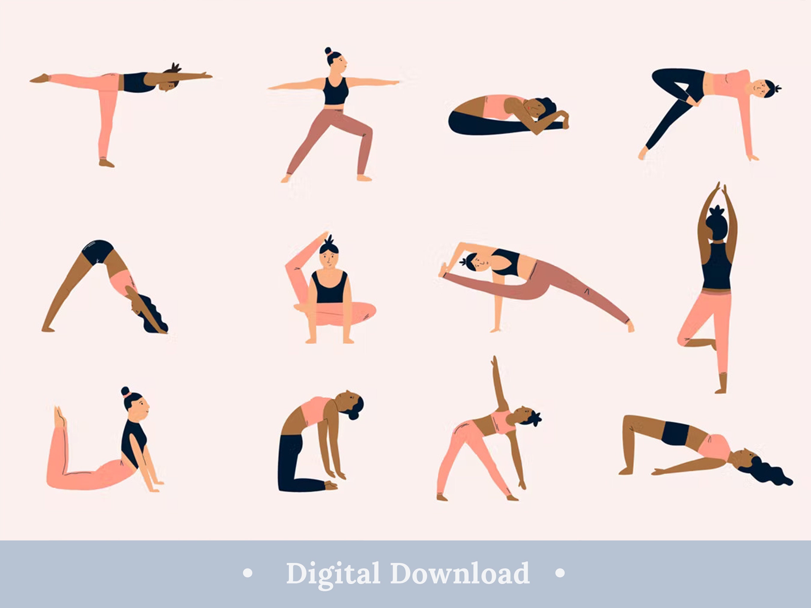 Yoga Girl Clipart Png Meditation Exercise Cute Illustration - Etsy