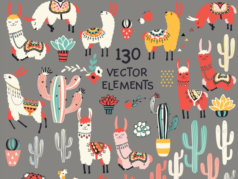 Llama Png Clipart Cactus Nursery Decor Neutral for Kids Baby Girl Boy ...