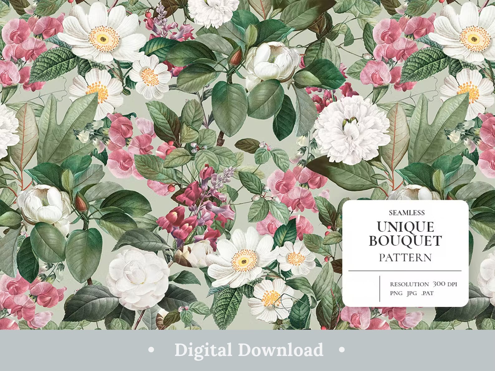 Floral Digital Paper Pastel Garden Bouquet Flowers Scrapbook Papers ...