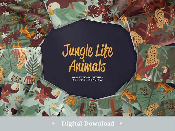 Animals Digital Paper Tropical Jungle Scrapbook Papers 10 - Etsy