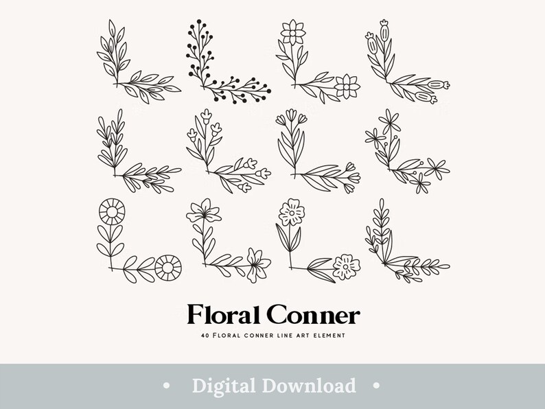 Floral Corner Svg File Line Art Flower Wedding 40 Laser Cut Designs ...