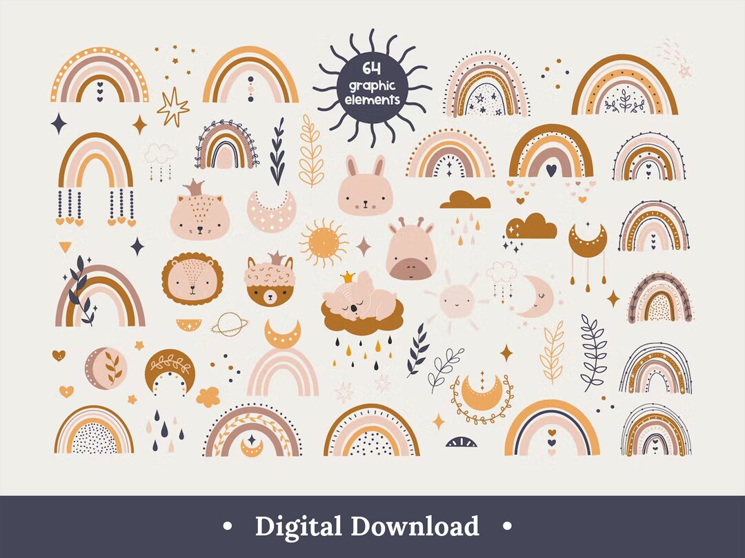 Boho Forest Animal Png Clipart for Kids Baby Fall Nursery Decor Cute ...