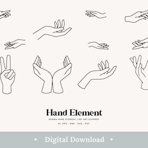 Hands Svg Line Art Hand 23 Laser Cut Designs Cricut File Digital ...