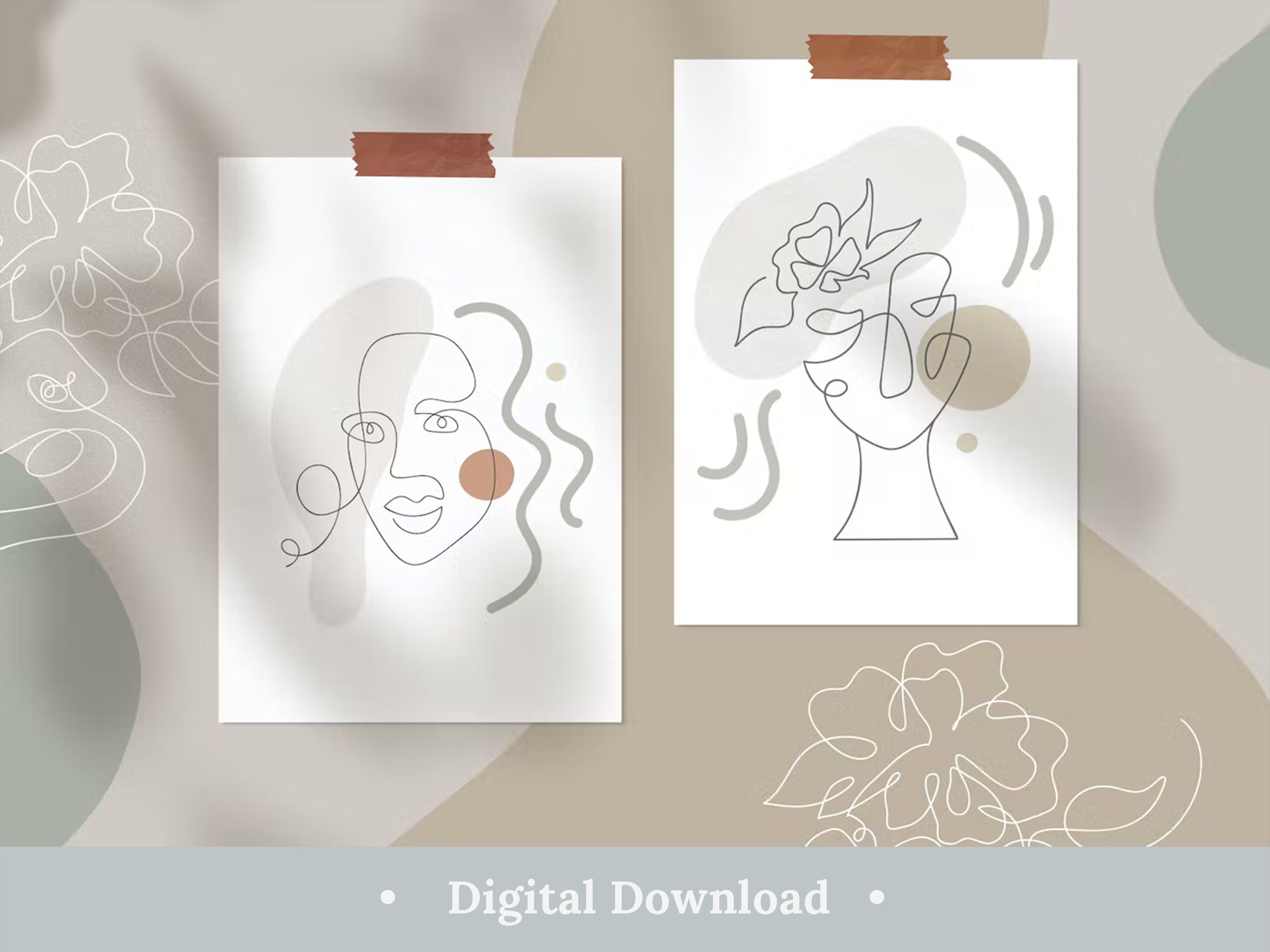 Line Art Faces Svg Bundle Abstract Face Laser Cut Designs Cricut File ...