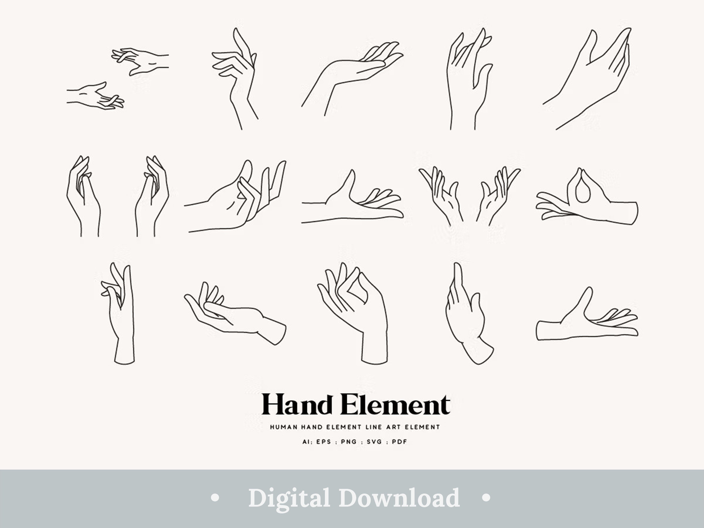 Hands Svg Line Art Hand 23 Laser Cut Designs Cricut File Digital ...
