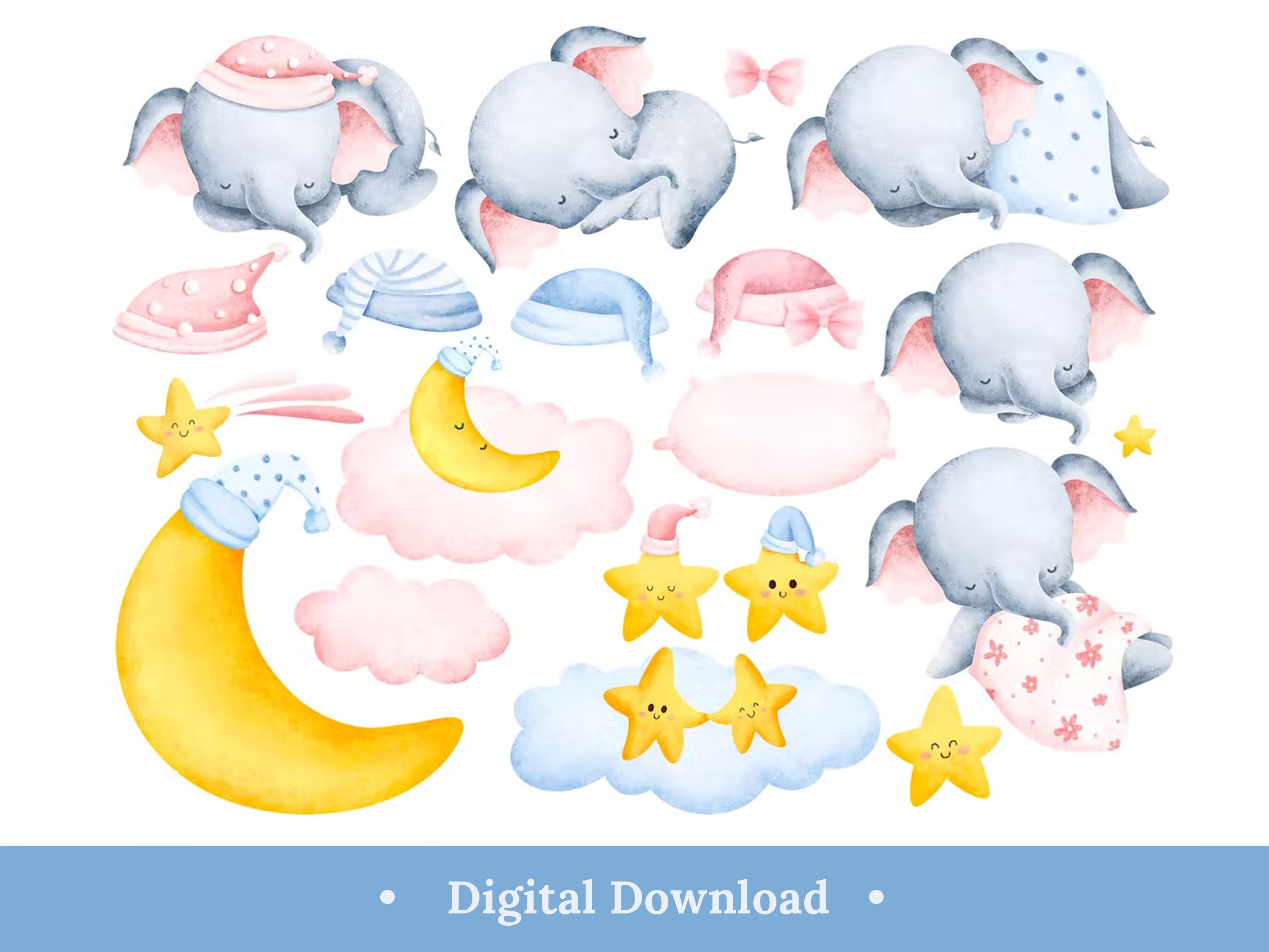 Elephant Clipart Watercolor Pastel Nursery Decor Neutral Png - Etsy