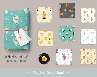 Animals Digital Paper Cute Forest Scrapbook Papers Aesthetic - Etsy