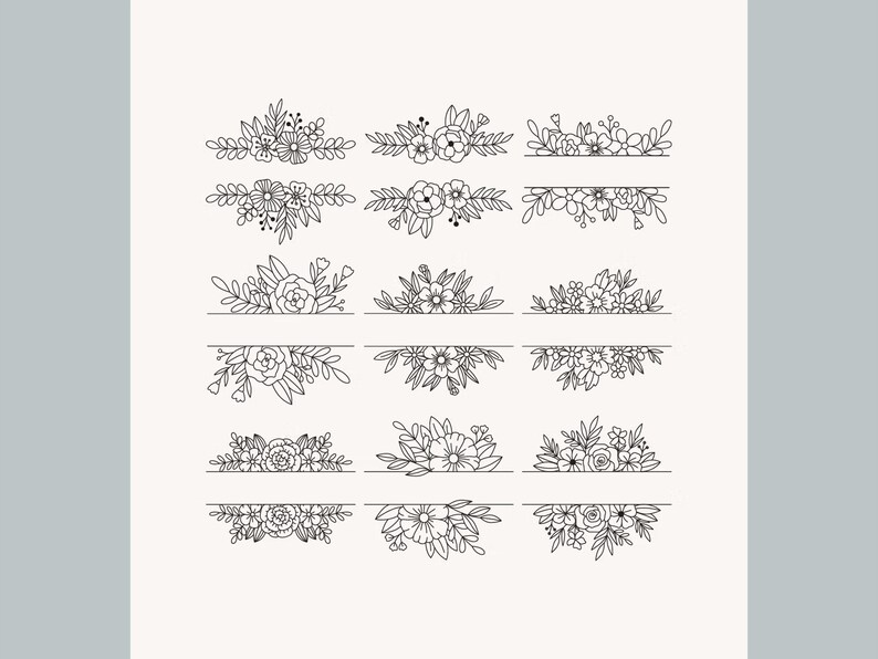 Floral Frame Svg File Line Art Flower Wedding 30 Laser Cut Designs ...