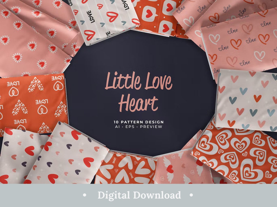 Love Digital Paper Cute Heart Shape Colorful Scrapbook Papers 10 Red ...