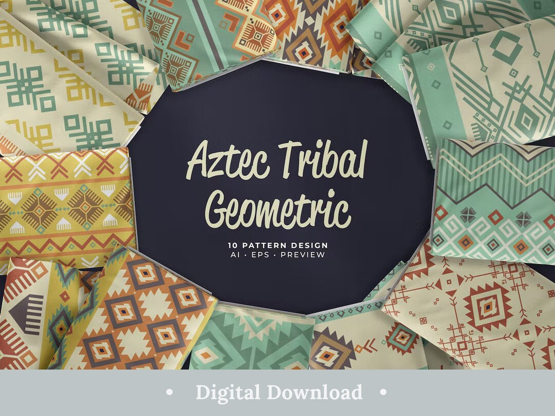 Aztec Digital Paper Geometric Scrapbook Papers Colorful Seamless ...