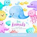 Watercolor Sea Animal Clipart Png for Kids Baby Nursery Decor Cute ...