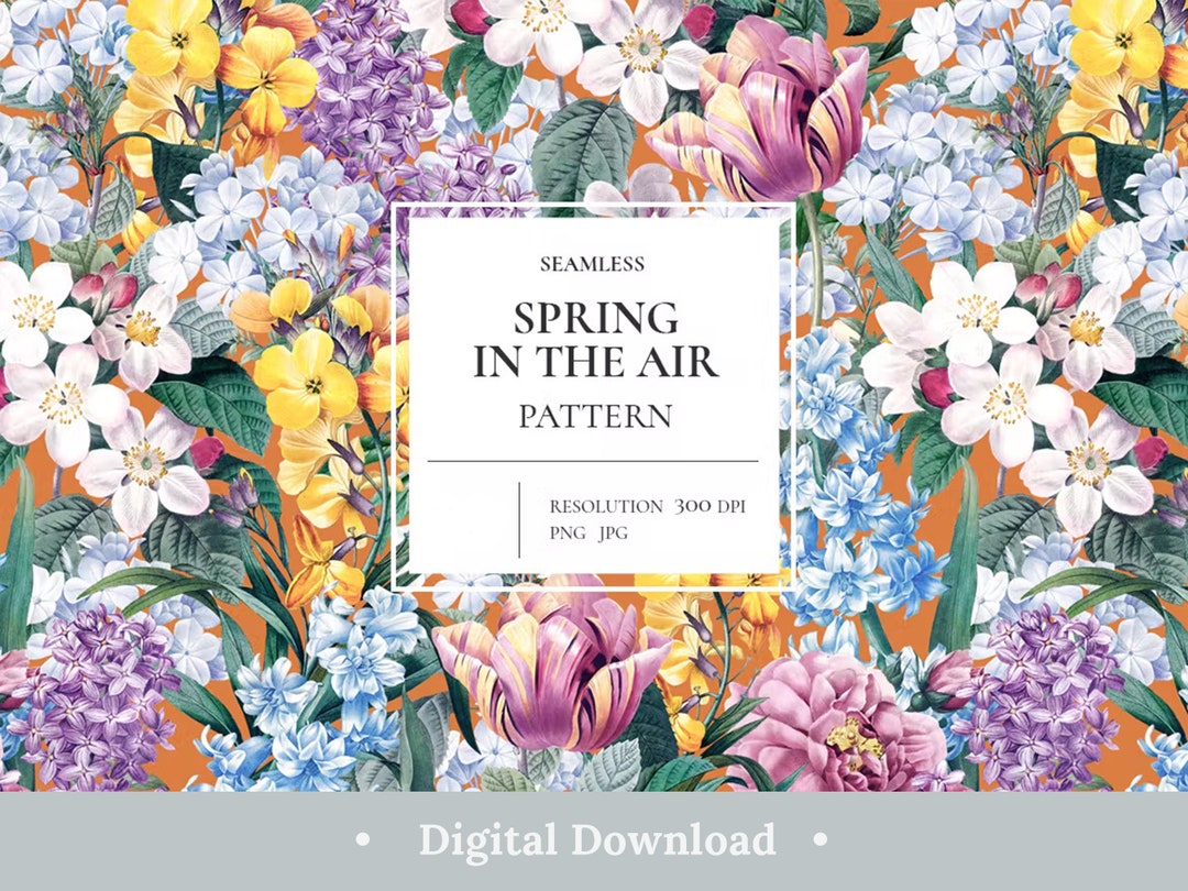 Floral Digital Paper Pastel Garden Vibrant Flowers Scrapbook Papers ...