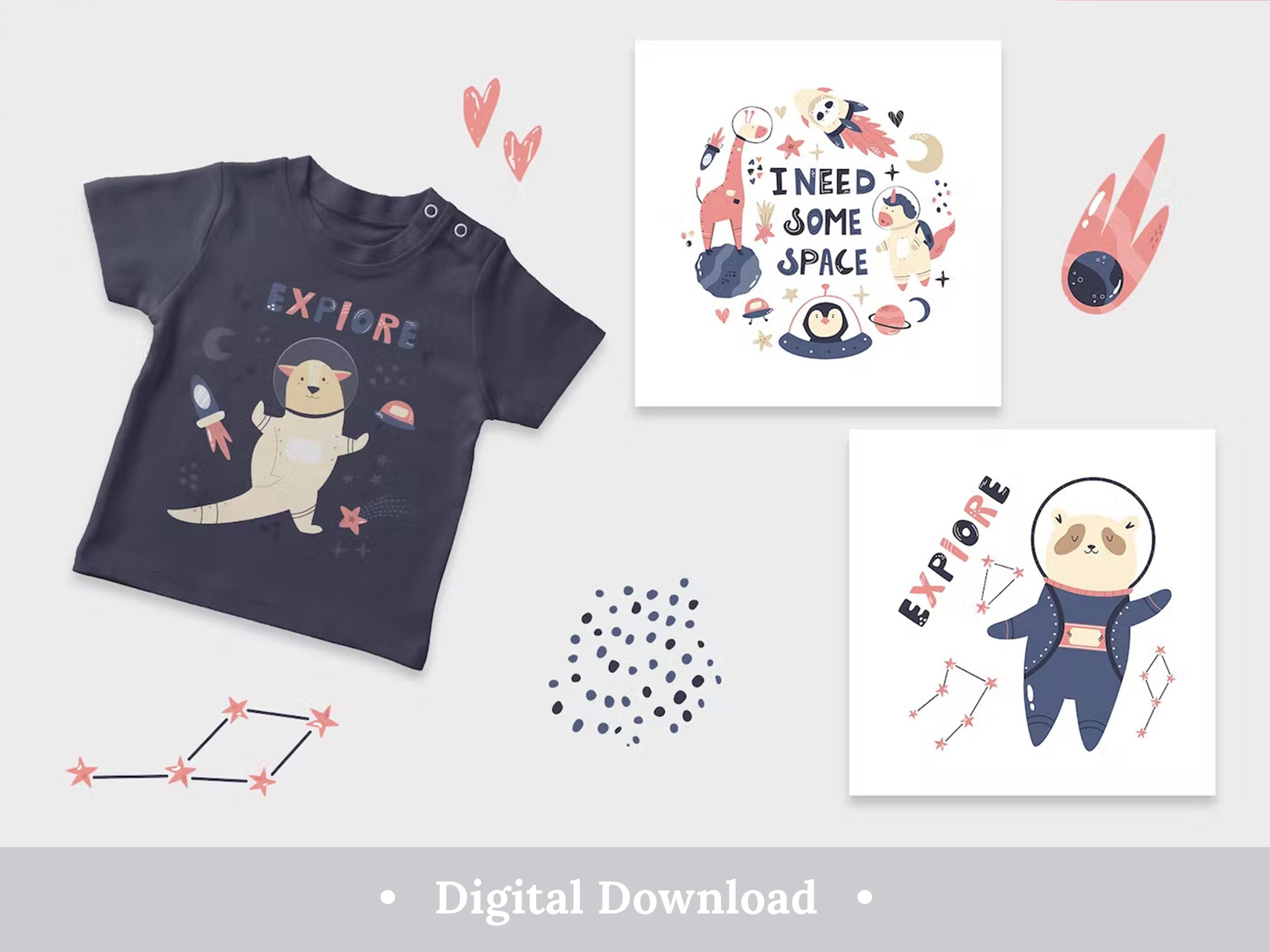 Cute Space Astronaut Clipart Png for Kids Baby Animals Pastel Nursery ...